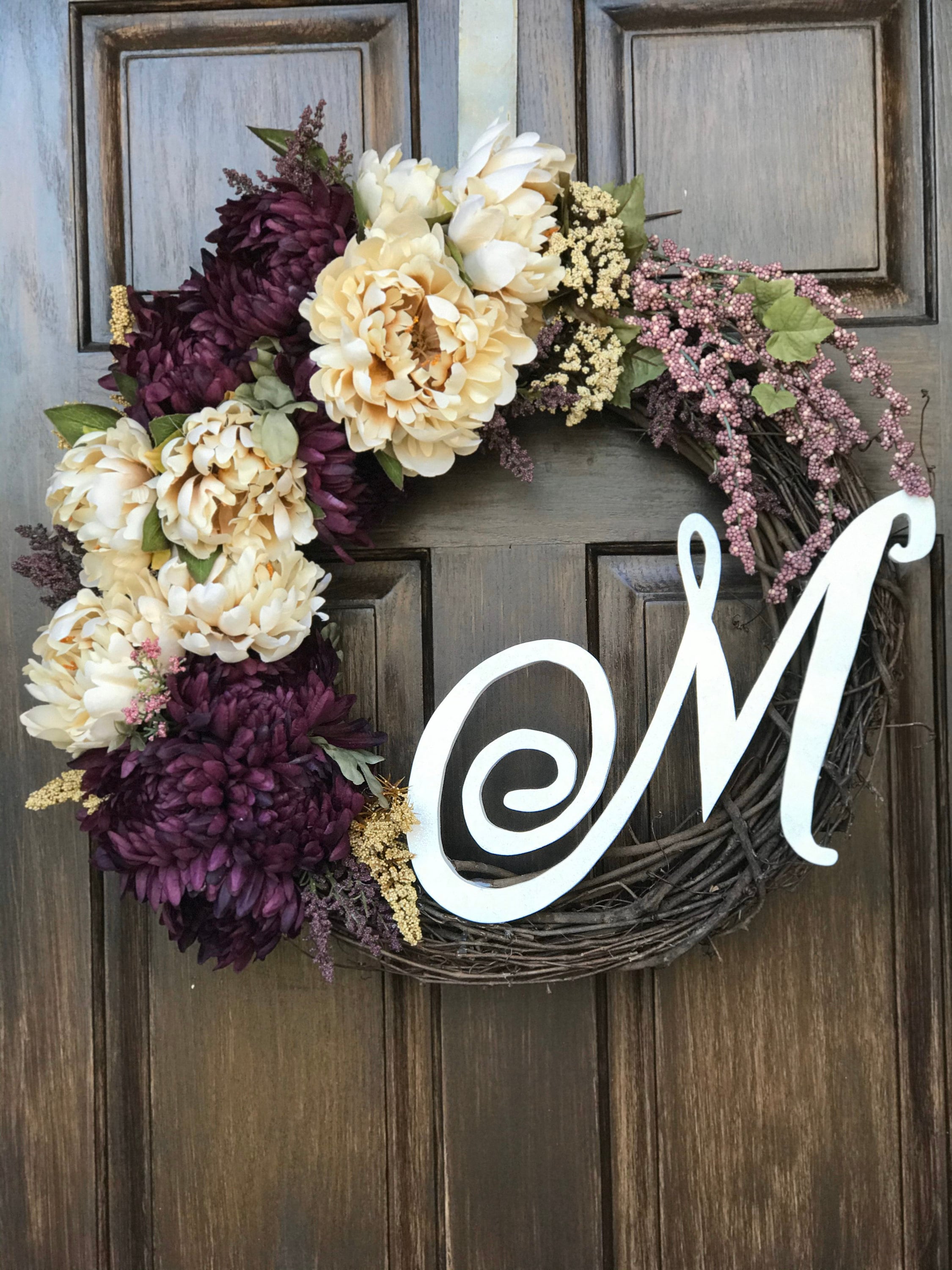 Customized Large Everyday Front Door Wreath With Your Initials | Etsy