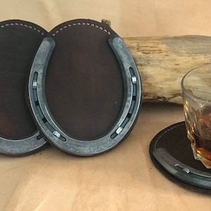 Horseshoe Art. Horseshoe Coaster. Handmade Leather. Gift for Horse ...