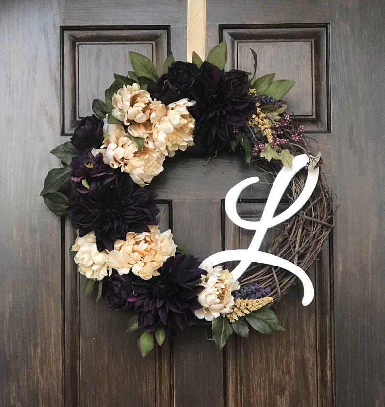 Custom Everyday Front Door Wreath. Your Colors and Initials. Customized ...