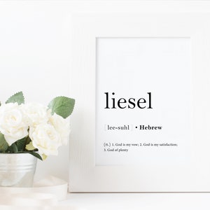 Liesel Definition Print Liesel Wall Art Liesel Printable Liesel Gift ...