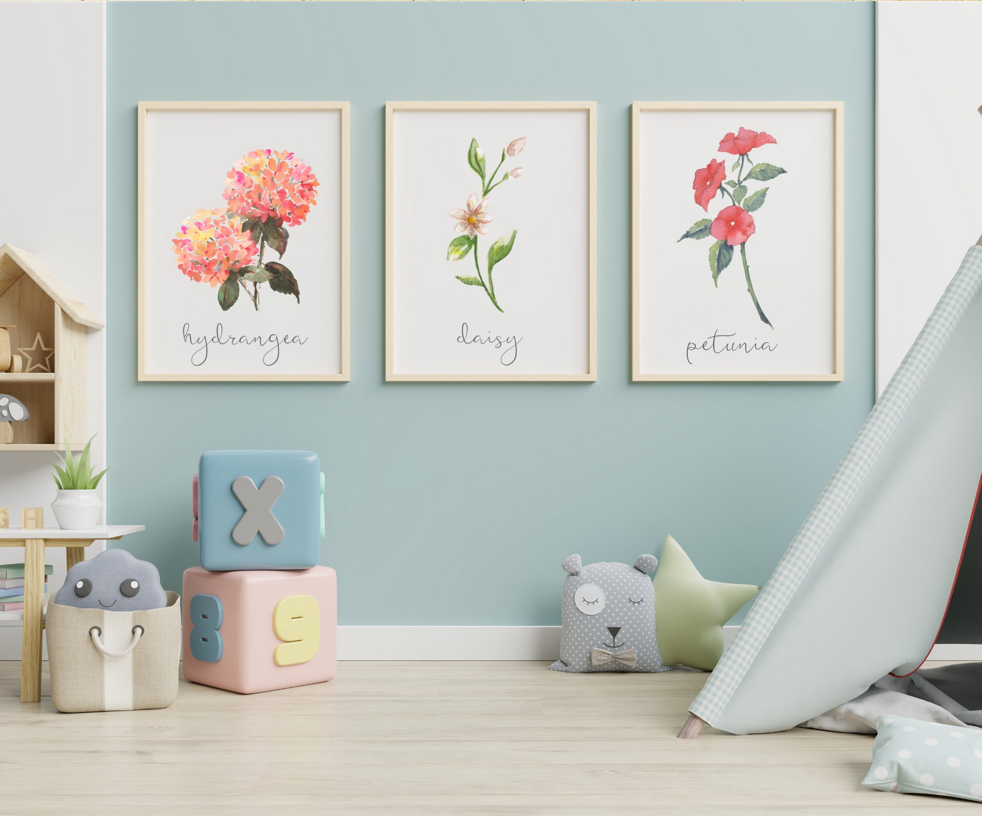 Floral Watercolor Digital Print Bundle Set of 5 Watercolor Floral Print ...