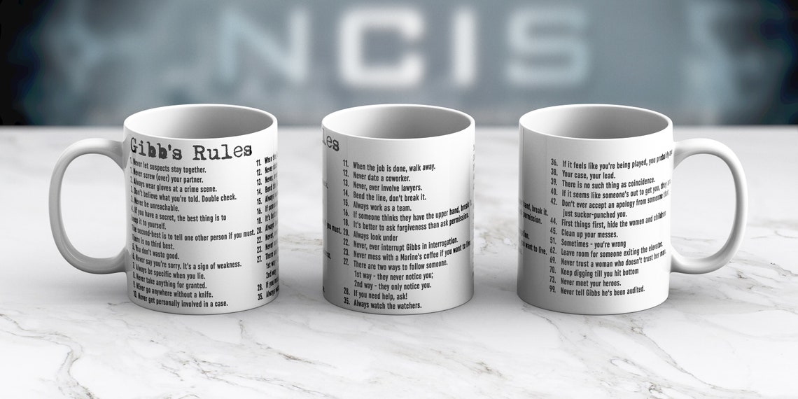 New Version NCIS gibbs' Rules Coffee Mug With Distressed Title - Etsy