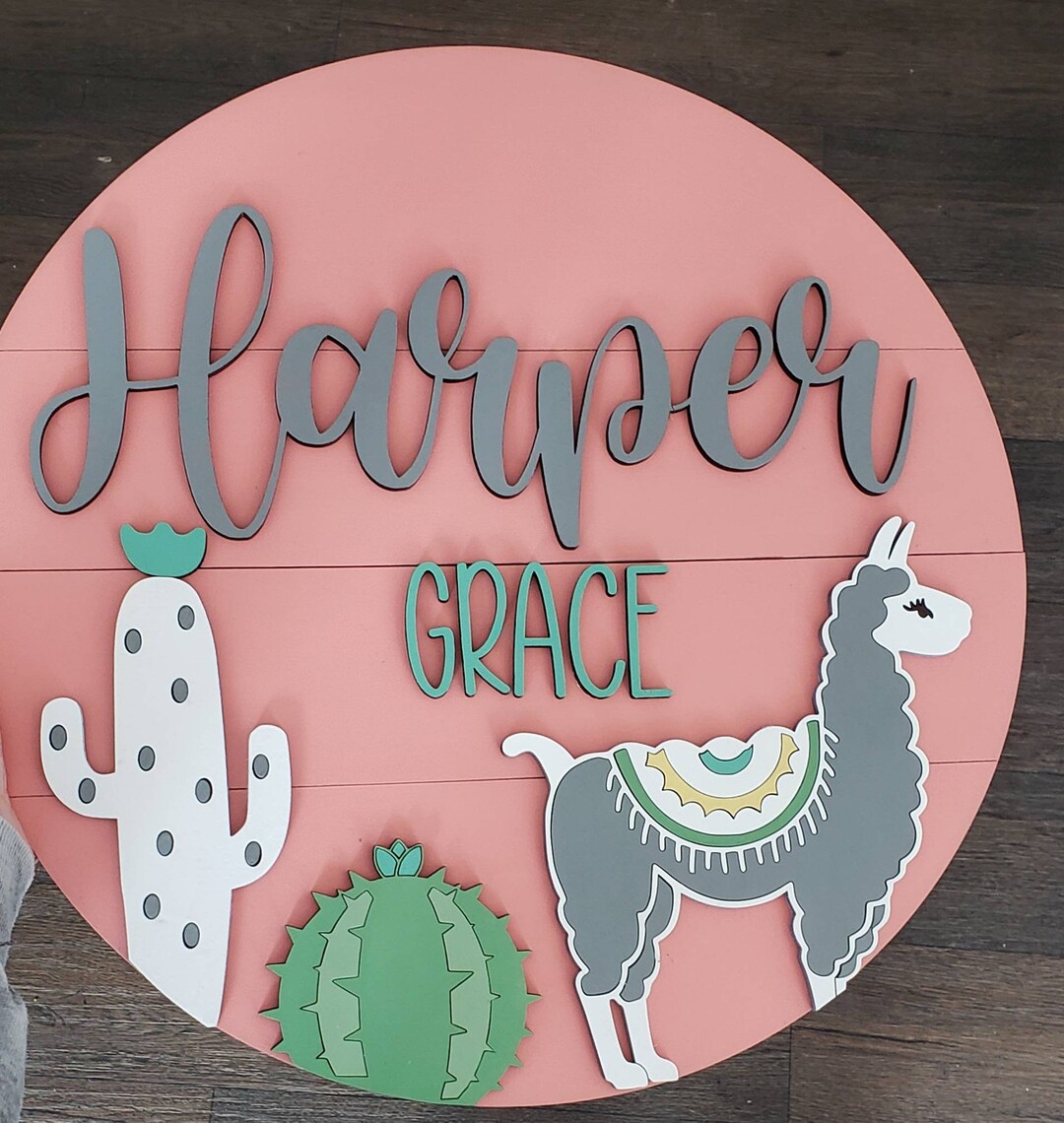 Llama Cactus Name Sign Custom Name Sign Cactus Decor Llama - Etsy