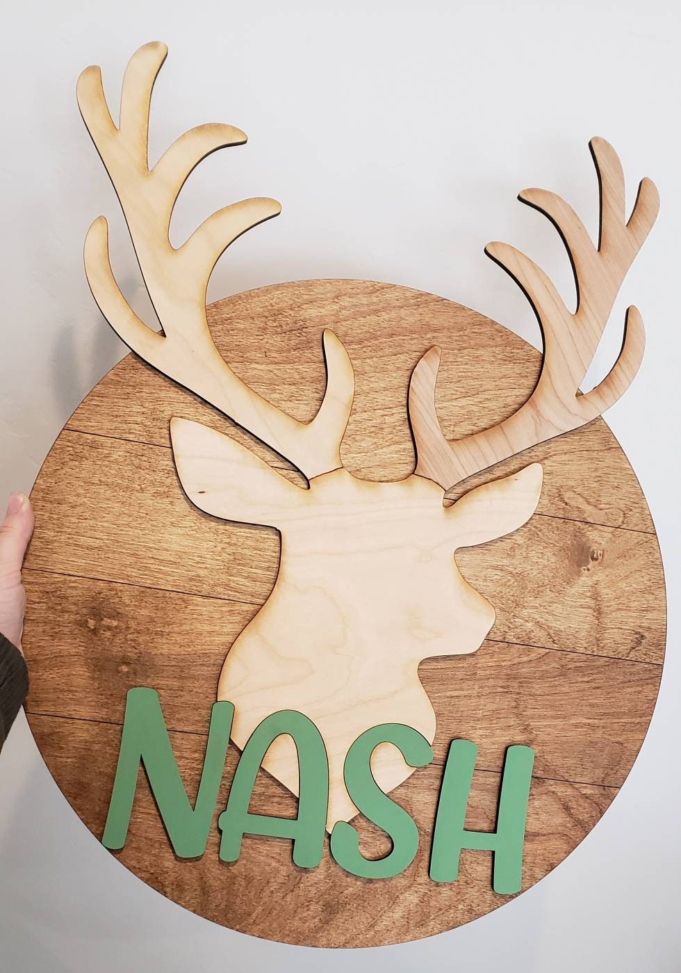 Custom Circle Signs Deer and Buck Door hanger Woodland | Etsy