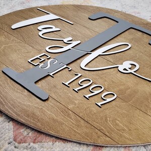 Name Sign Custom Est Last Name Sign Family Name Sign Shiplap Circle - Etsy