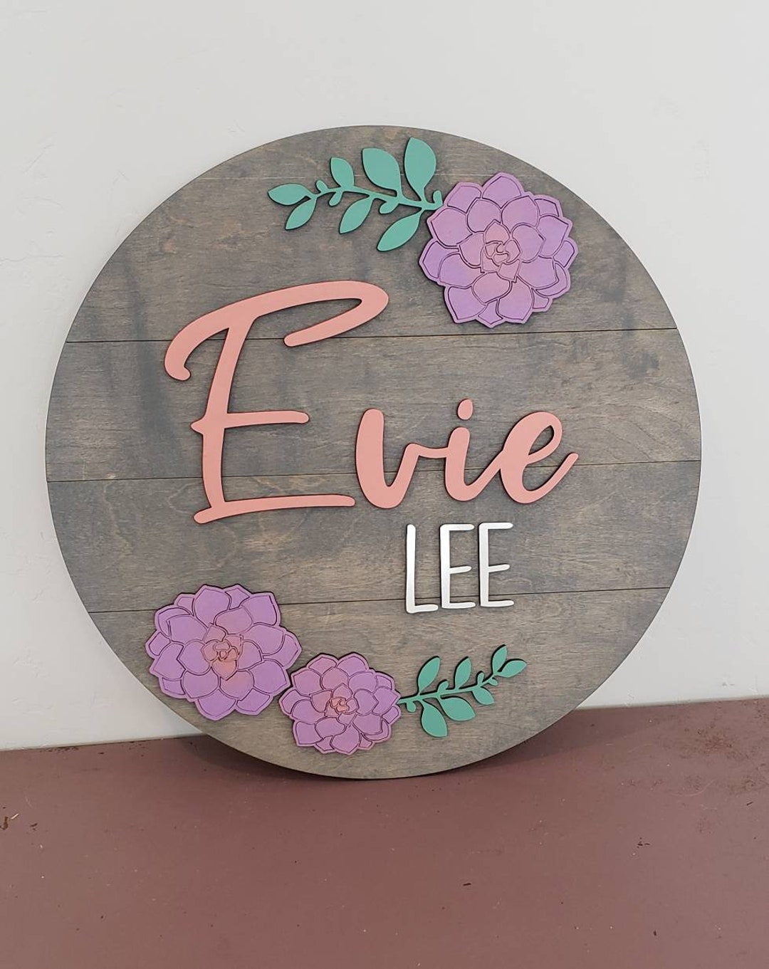 Succulent Sign Succulent Decor Floral Sign Custom Circle - Etsy