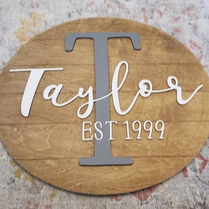 Name Sign Custom Est Last Name Sign Family Name Sign Shiplap Circle - Etsy