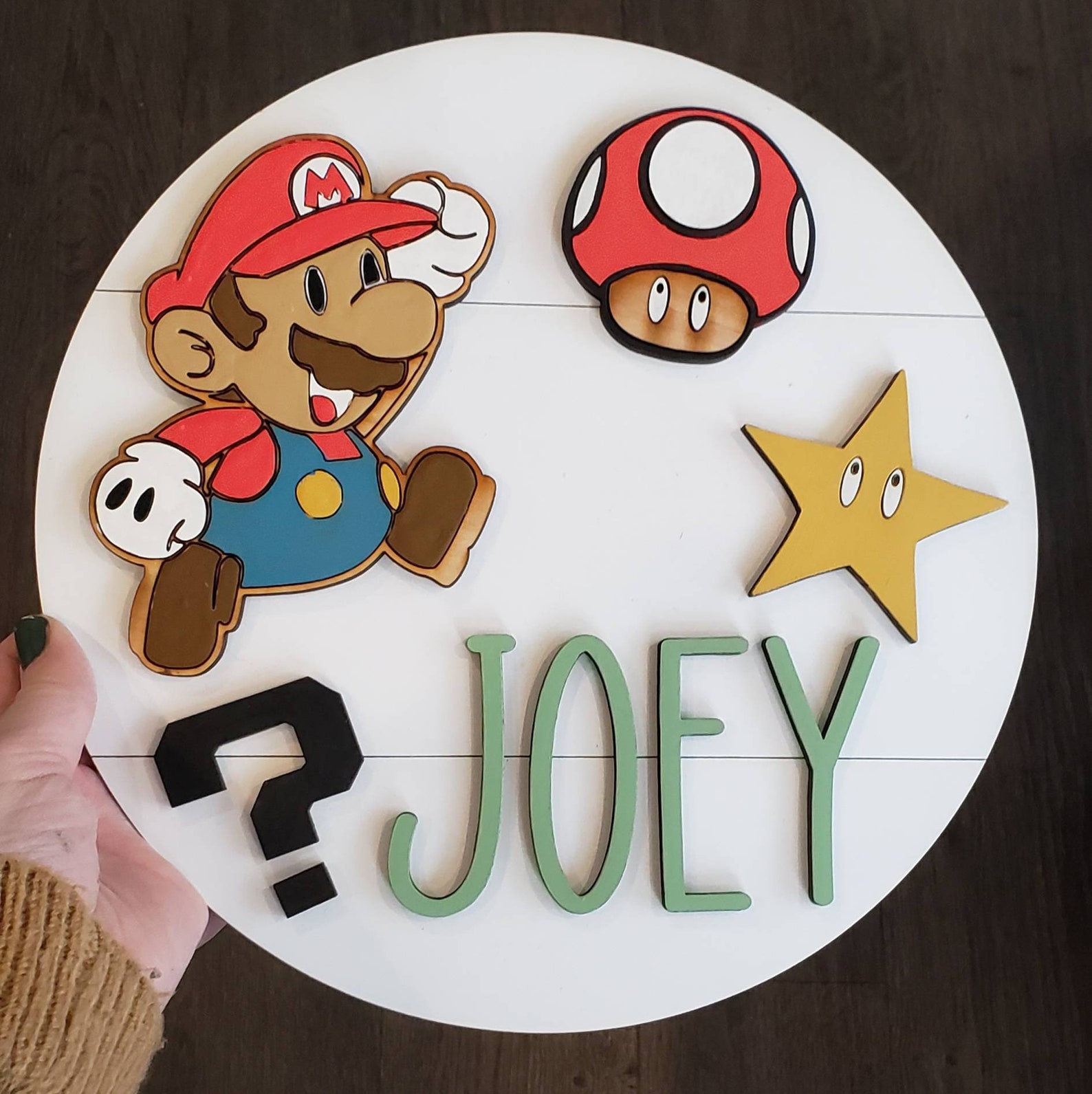 Mario Yoshi Custom Name Sign Circle Sign Nursery Decor | Etsy