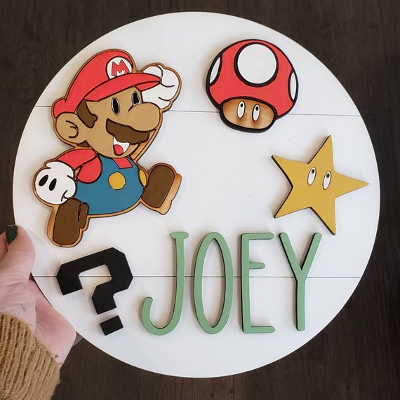 Mario Yoshi Custom Name Sign Circle Sign Nursery Decor | Etsy