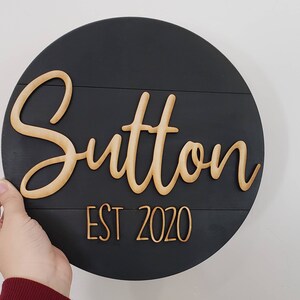Name Sign Custom Est Last Name Sign Family Name Sign Shiplap Circle - Etsy