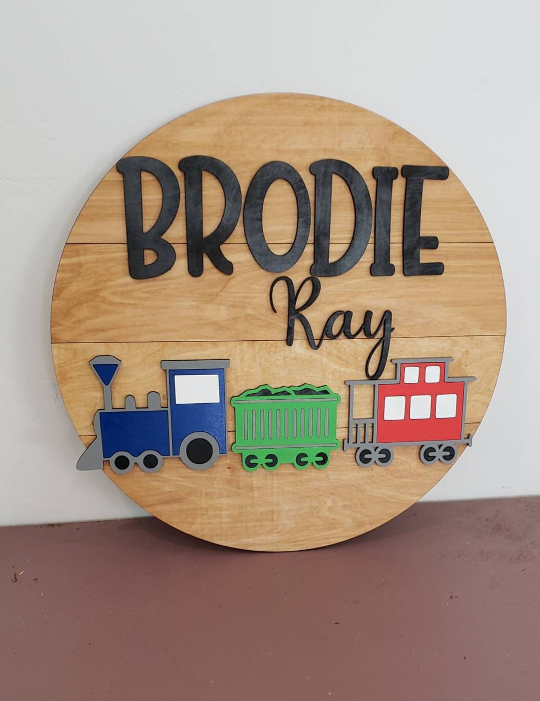 Train Custom Name Sign Train Nursery Train Decor Custom Circle Sign ...