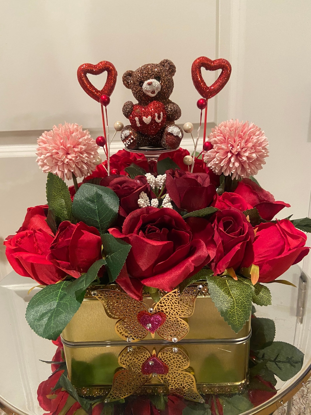 Teddy Bear Rose Flower Pot - Etsy