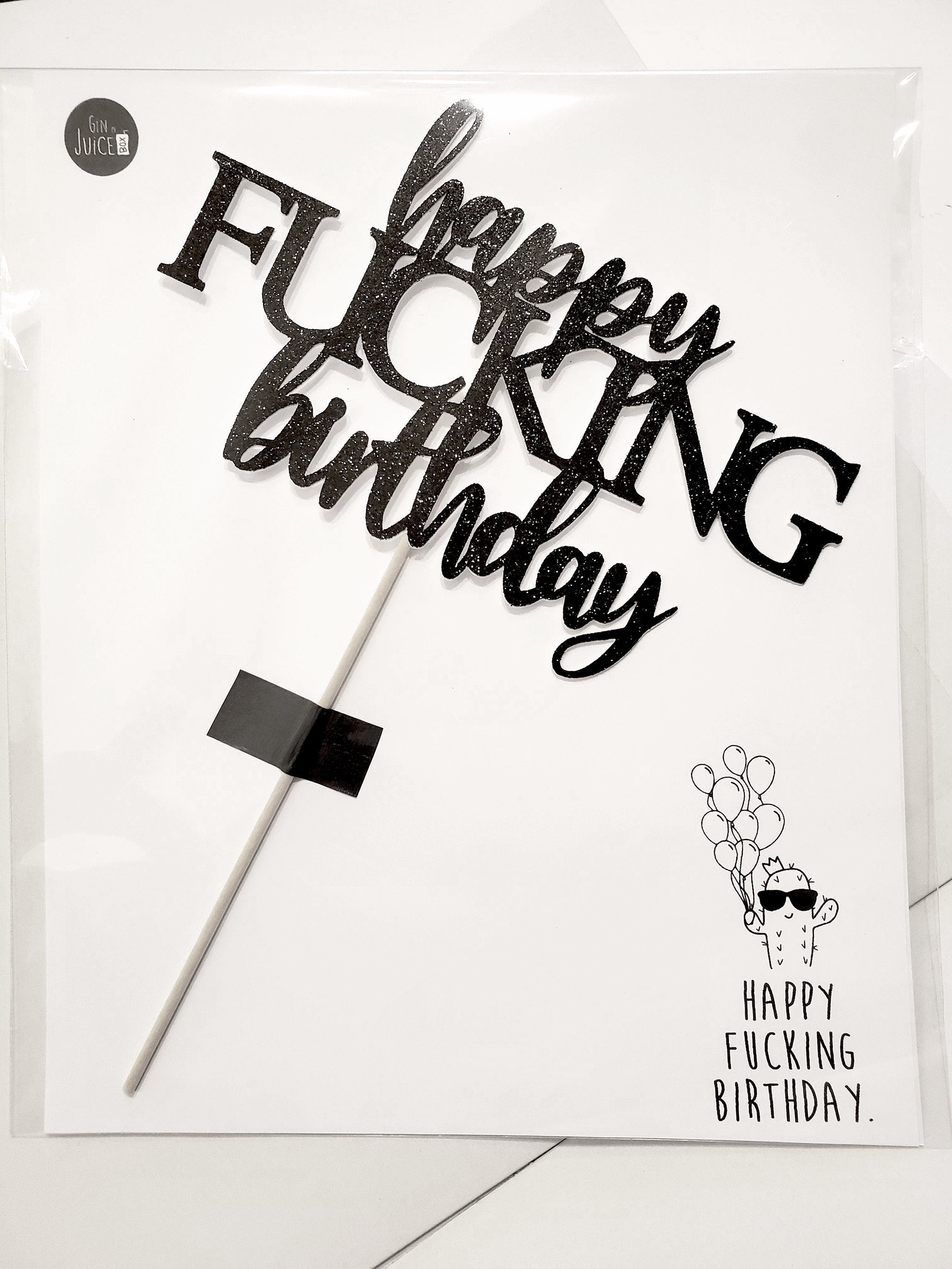 Happy Fucking Birthday Cake Topper Glitter Black Gold Or Etsy