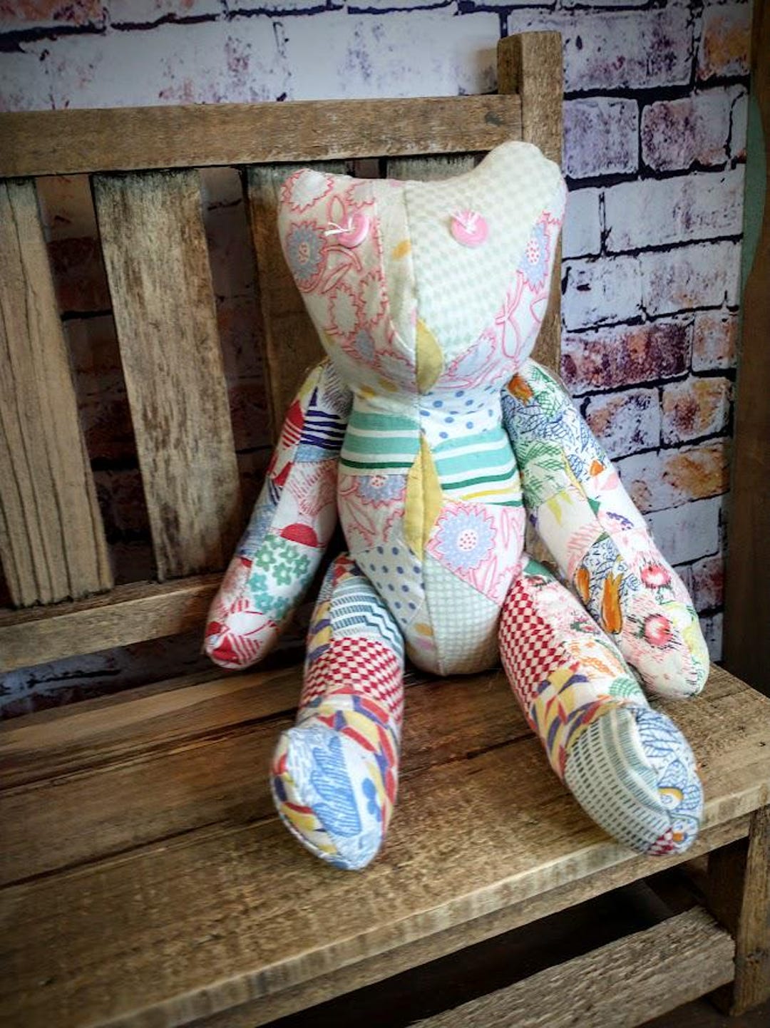 Vintage Quilt Bear: Antique Farmhouse Cottage Decor (12