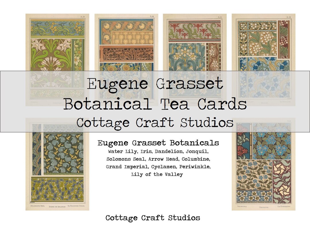 Botanical Tea Cards [digital Ephemera, Digital Scrapbook, Floral, Art ...