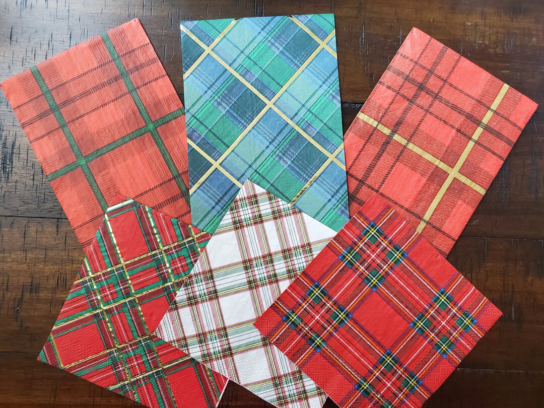 Plaid/tartan Decoupage Bundle [mixed Media, Collage, Red, Green ...