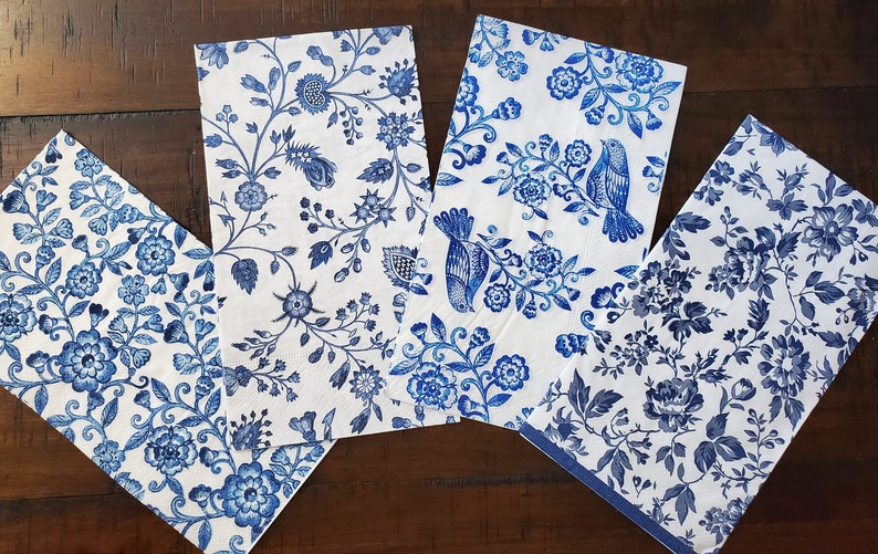 Blue & White Decoupage Napkin Bundle chinoiserie Collage - Etsy