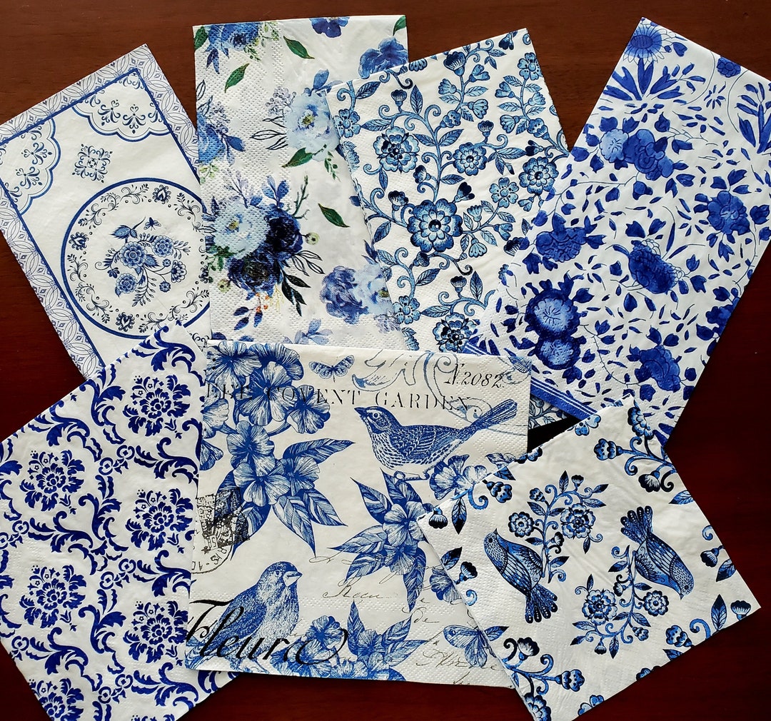 Blue & White Decoupage Napkin Bundle chinoiserie, Collage Napkins ...