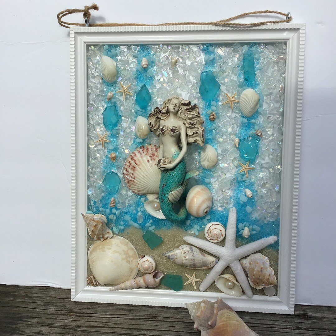 Mermaid Coastal Ocean Window Art Sea Glass Starfish - Etsy