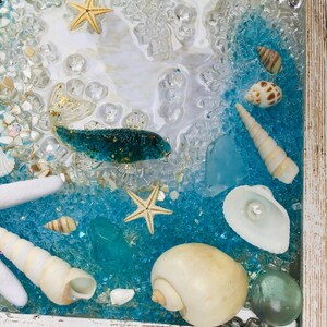 Coastal Crashing Wave & Seashells Window Art or Wall Hanging - Etsy