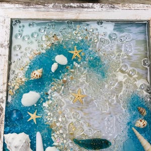 Coastal Crashing Wave & Seashells Window Art or Wall Hanging - Etsy