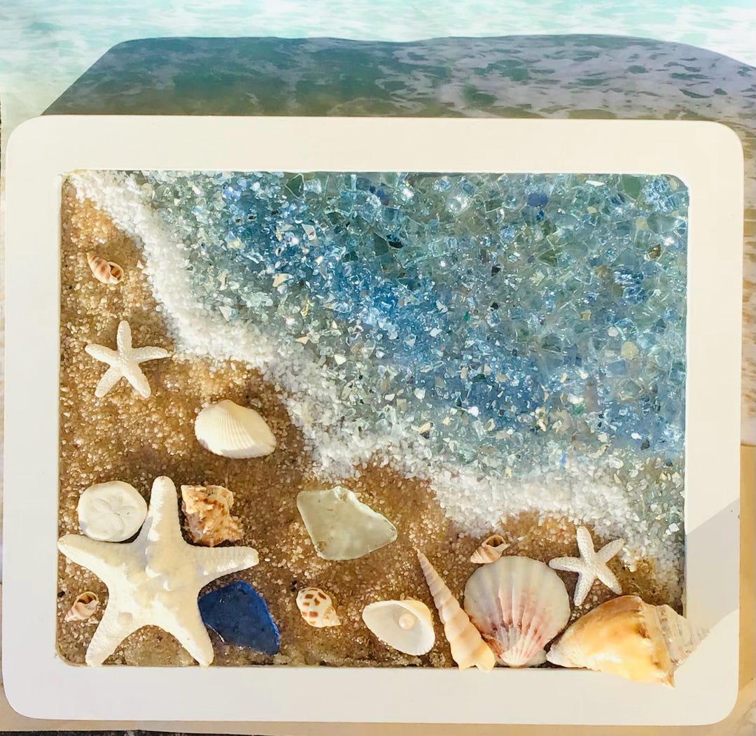 Coastal Crushed Glass Seascape, Beach Scene Window Art, Wall Hanging - Etsy