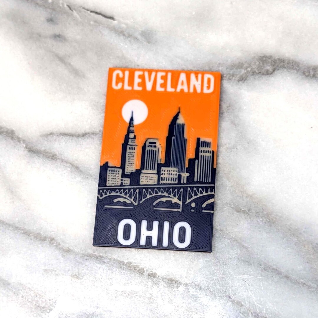 3D Printed Cleveland Ohio Magnet – Unique CLE Skyline Fridge Magnet ...