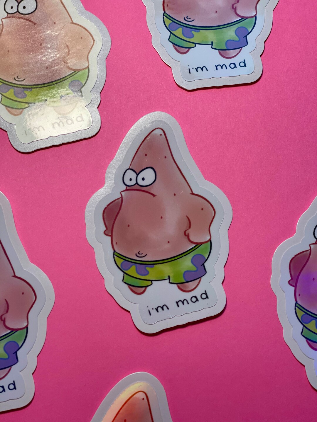 Pat is Mad Patrick Star Sticker, Spongebob Squarepants Sticker, Glitter ...