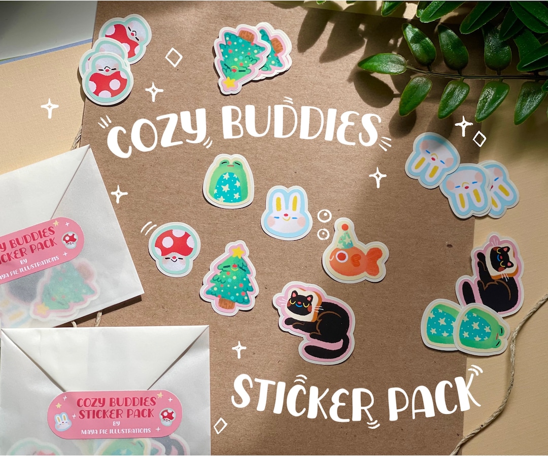 Cozy Buddies Sticker Pack - Cute Stickers, Mini Stickers, Stationery ...