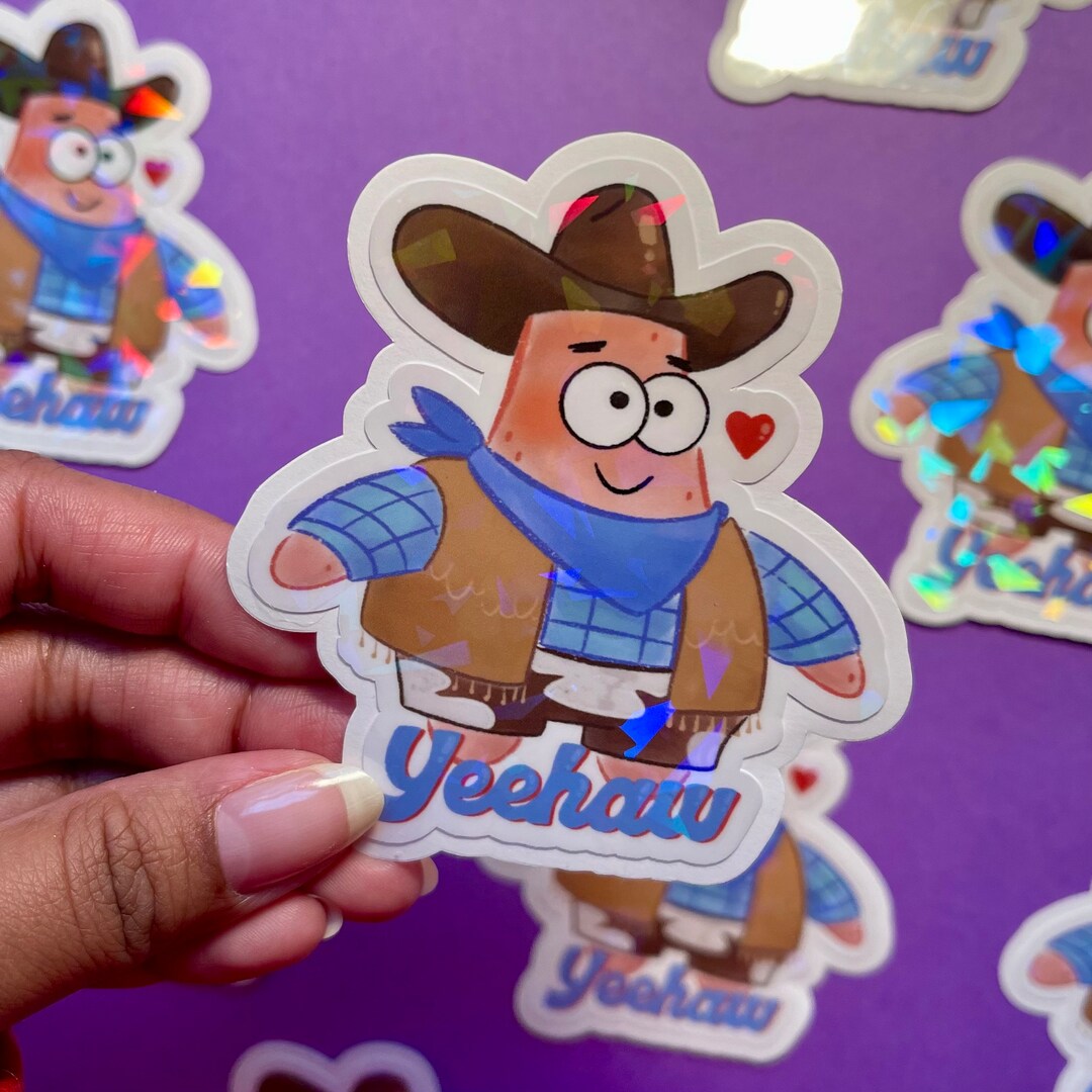 Patrick Star Yeehaw Cowboy Sticker Spongebob Squarepants, Patrick Star ...