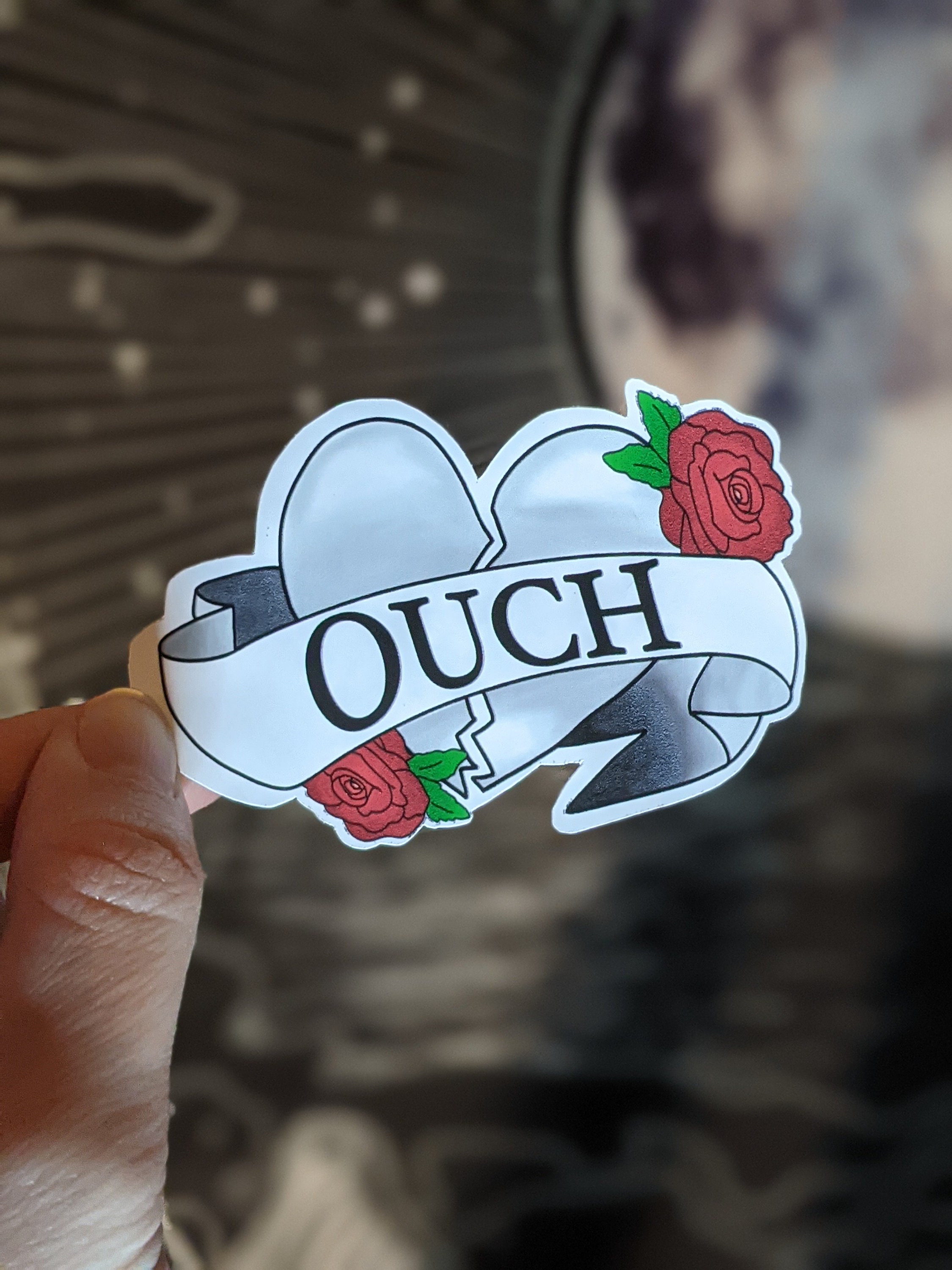 Waterproof Broken Heart OUCH Sticker | Etsy