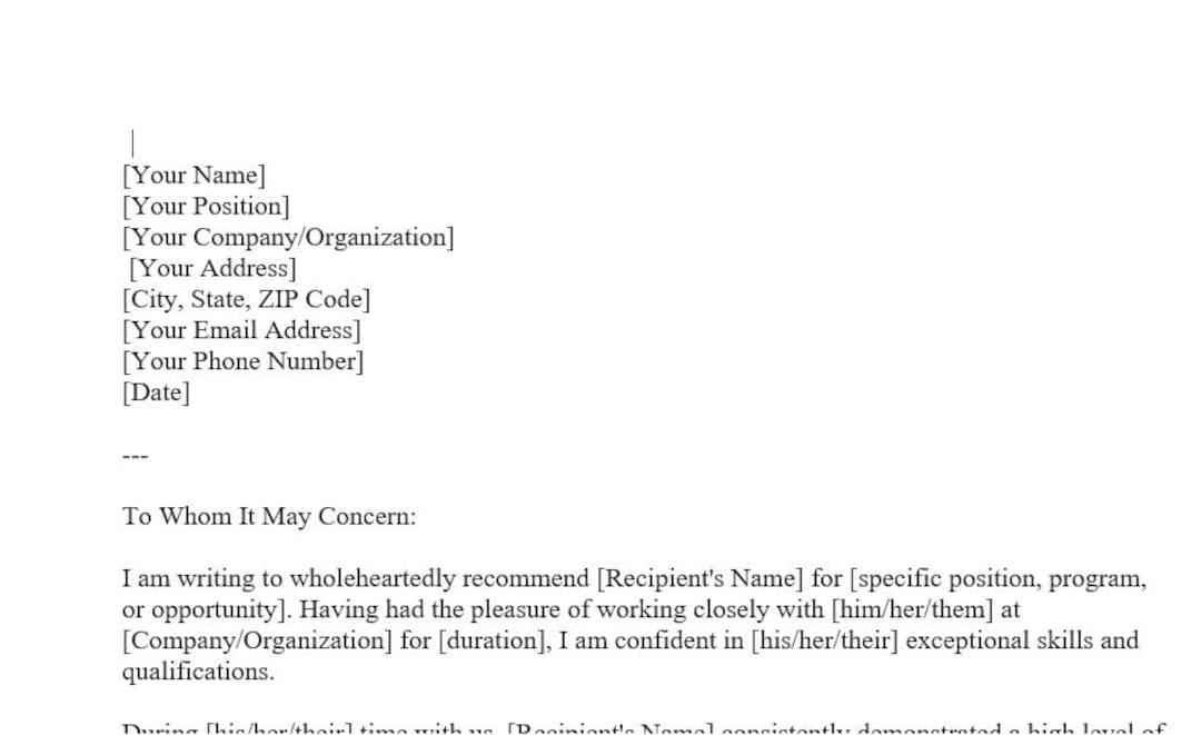 Letter of Recommendation for Job - Etsy