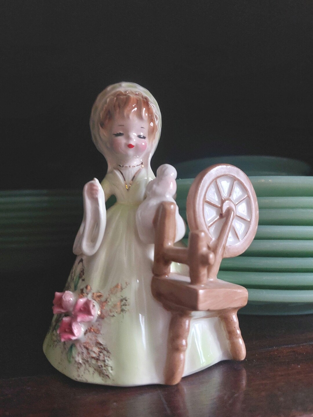 Josef Originals Girl With Spinning Wheel From Colonial Days Series - Etsy