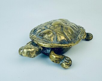 Vintage Solid Brass Turtle Figurine Attractive Aged Metal Patina - Etsy