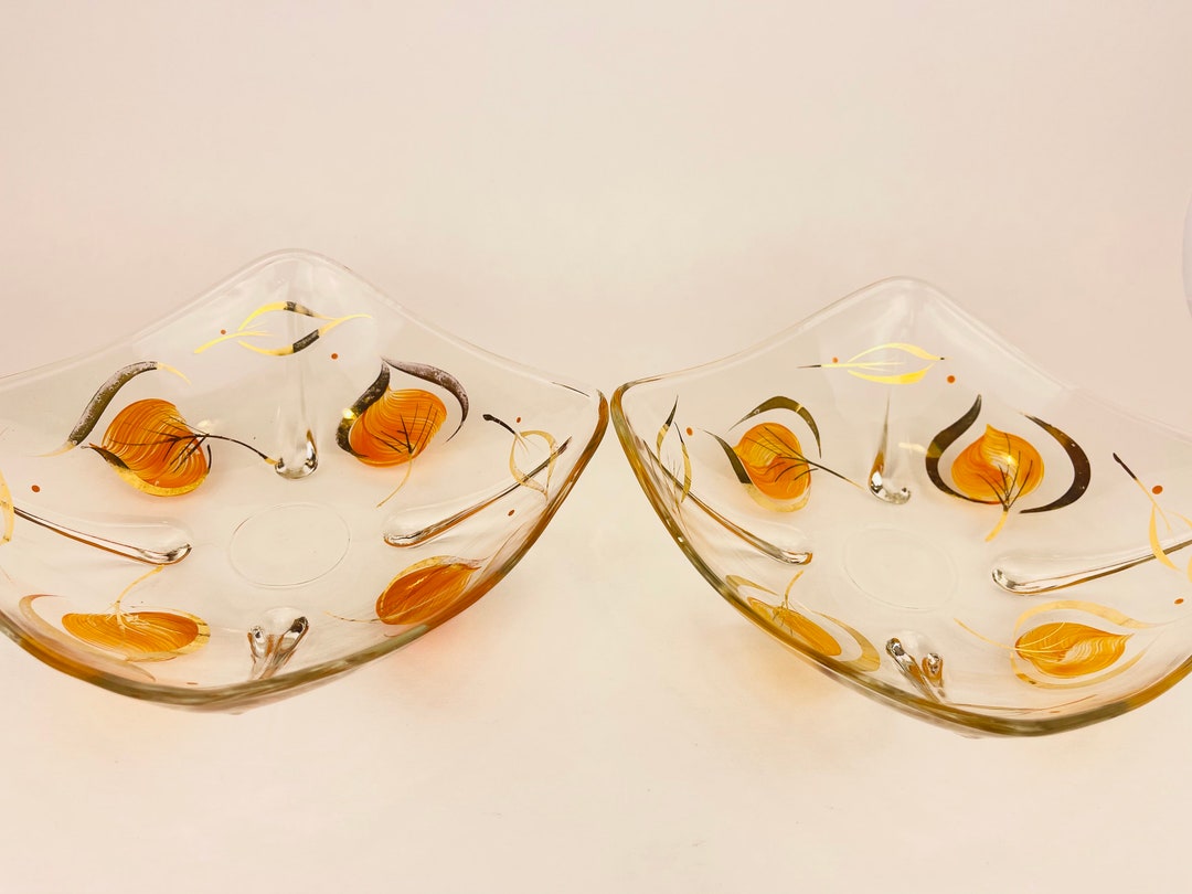 Vintage Anchor Hocking Enchant Ware Glass Bowls - Set of 2 - Gold ...