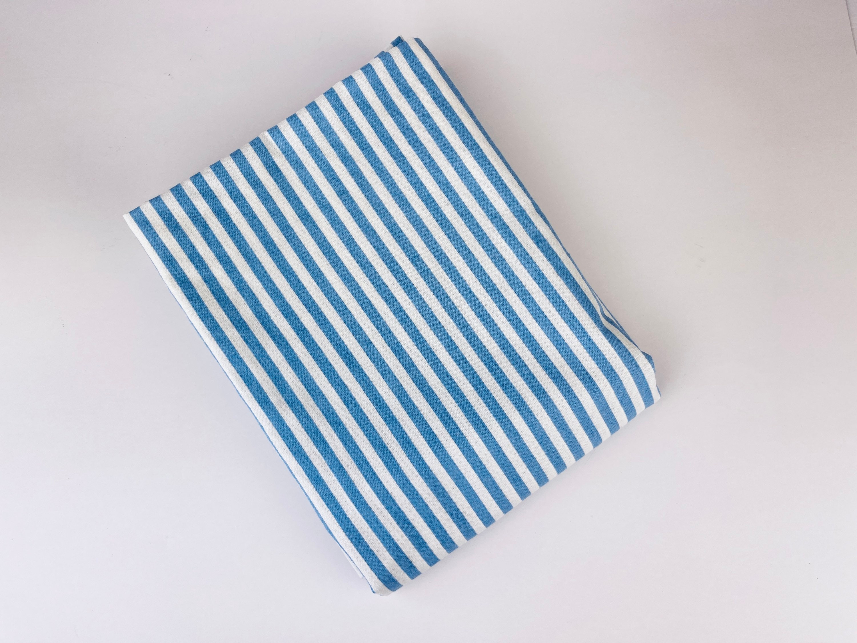 Vintage Thin Light Blue Striped Fabric 100% Cotton | Etsy