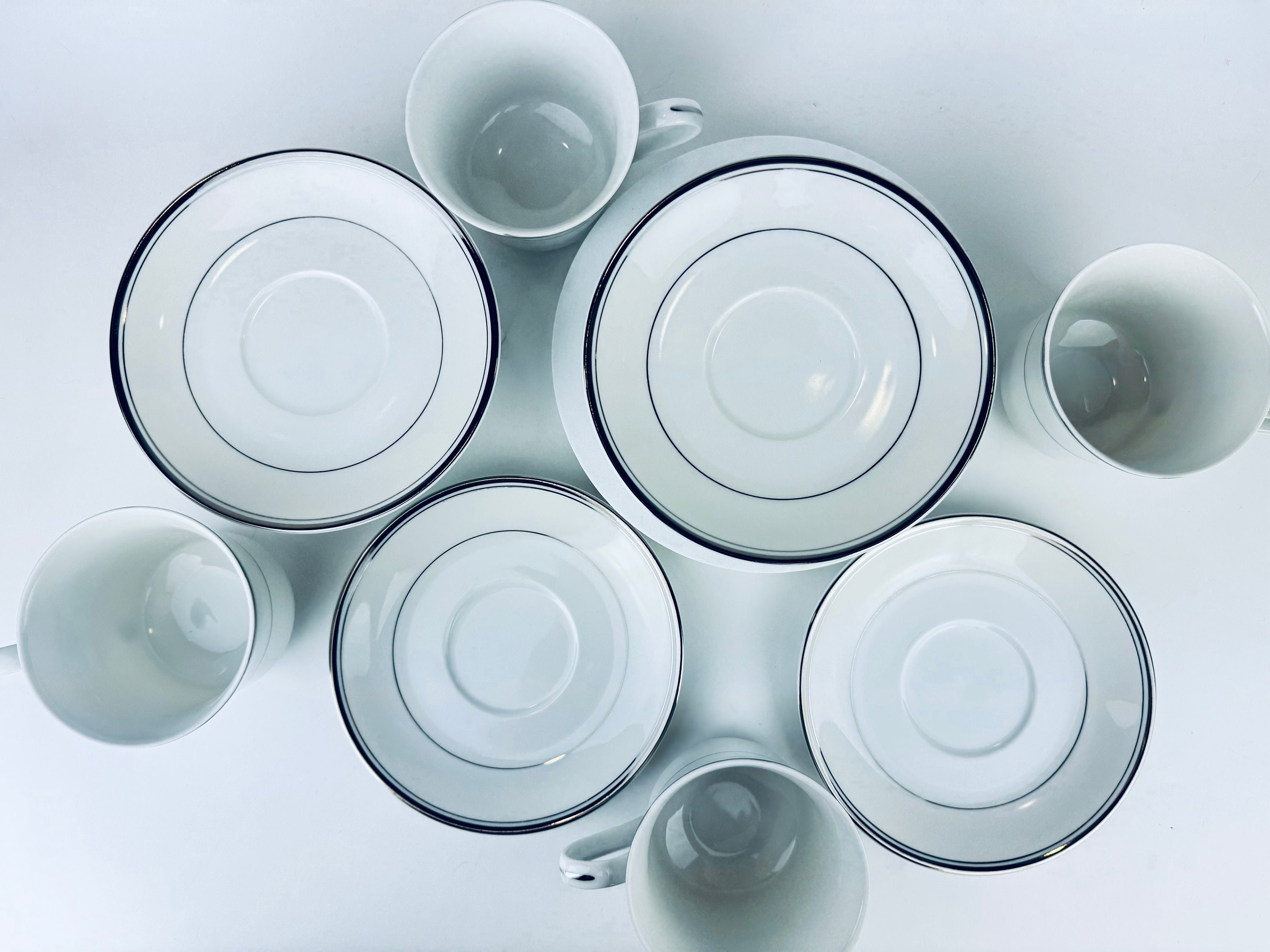 Vintage Wallace Heritage 'newport' White + Silver Fine Porcelain China ...