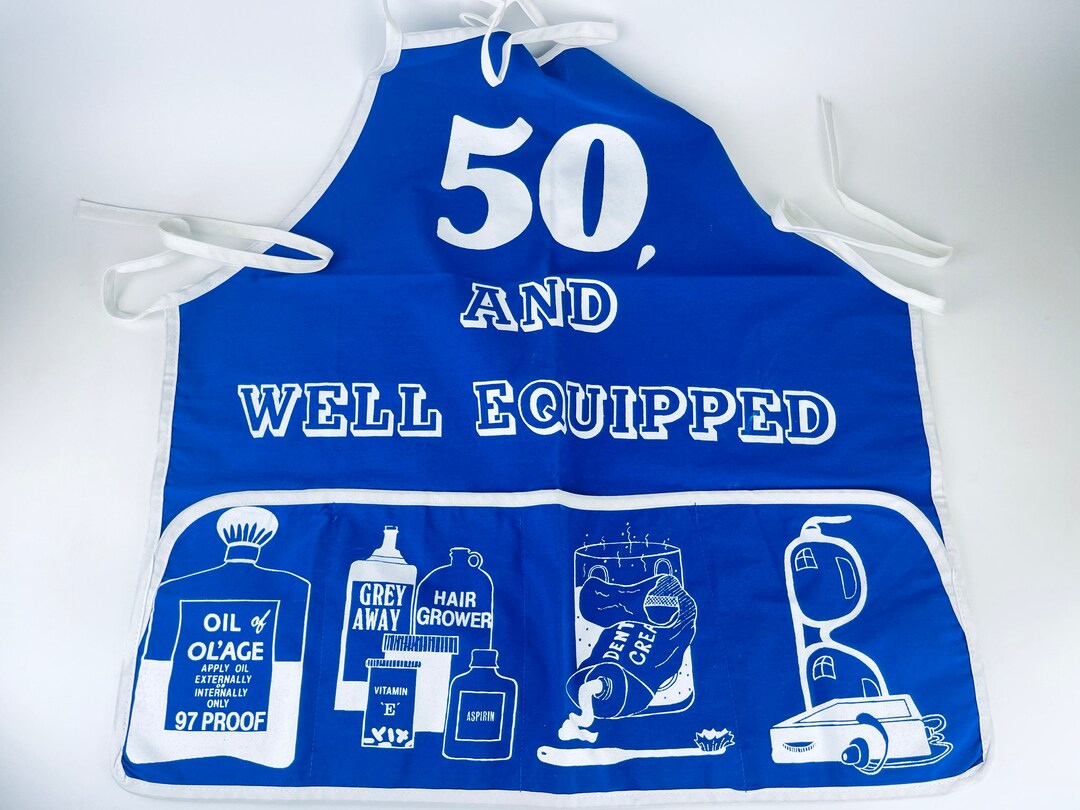 Vintage Blue + White Men's Pocket Apron - 50th Birthday Gift - '50 and ...