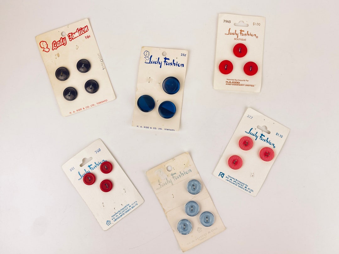 Vintage 'lady Fashion' Assorted Buttons - Pink/red/brown/blue - Sold ...