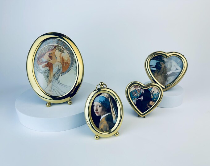 Vintage Solid Brass Oval + Heart Shaped Tabletop Picture Frames - Sold ...