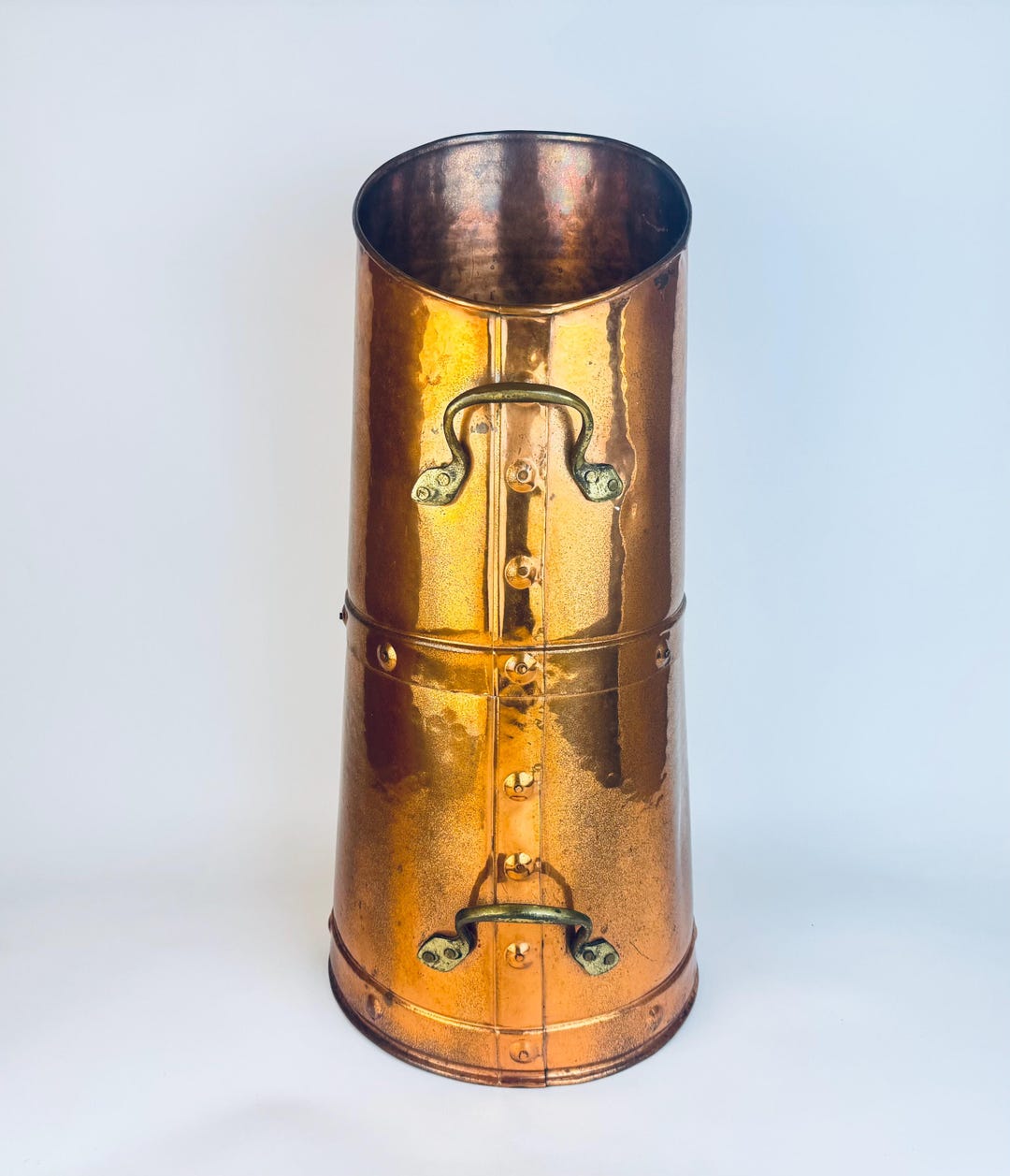 Vintage Ethan Allen Hammered Copper Log Bucket – 1960s England Brass ...