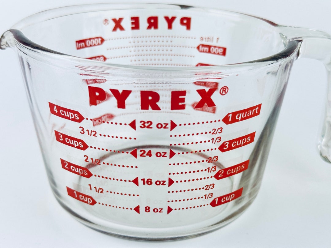 Vintage Pyrex Glass Measuring Cup 4 Cups/1 Litre Metric Imperial System ...