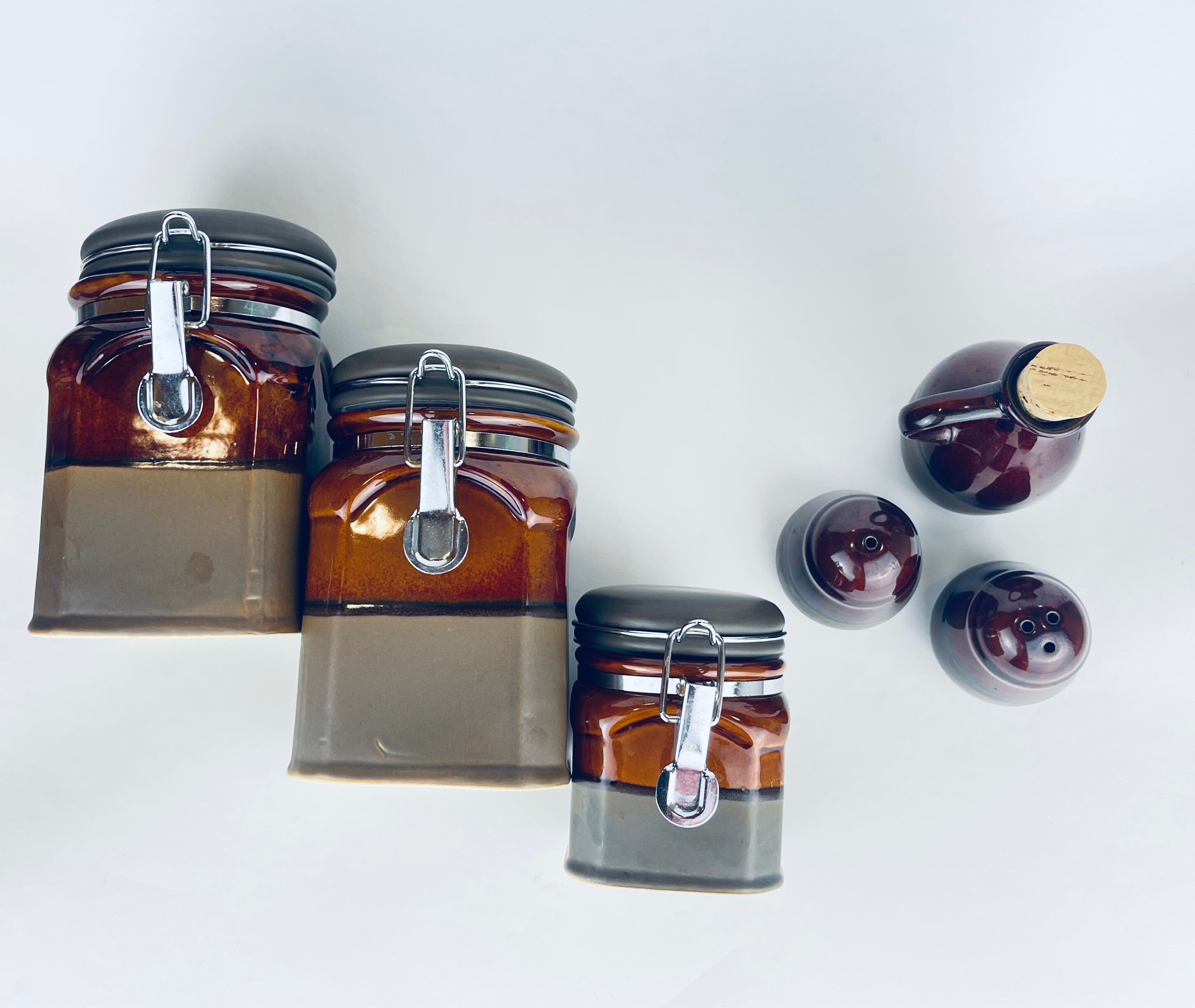 Vintage Countertop Canister Set Salt/pepper/oil Decanter | Etsy