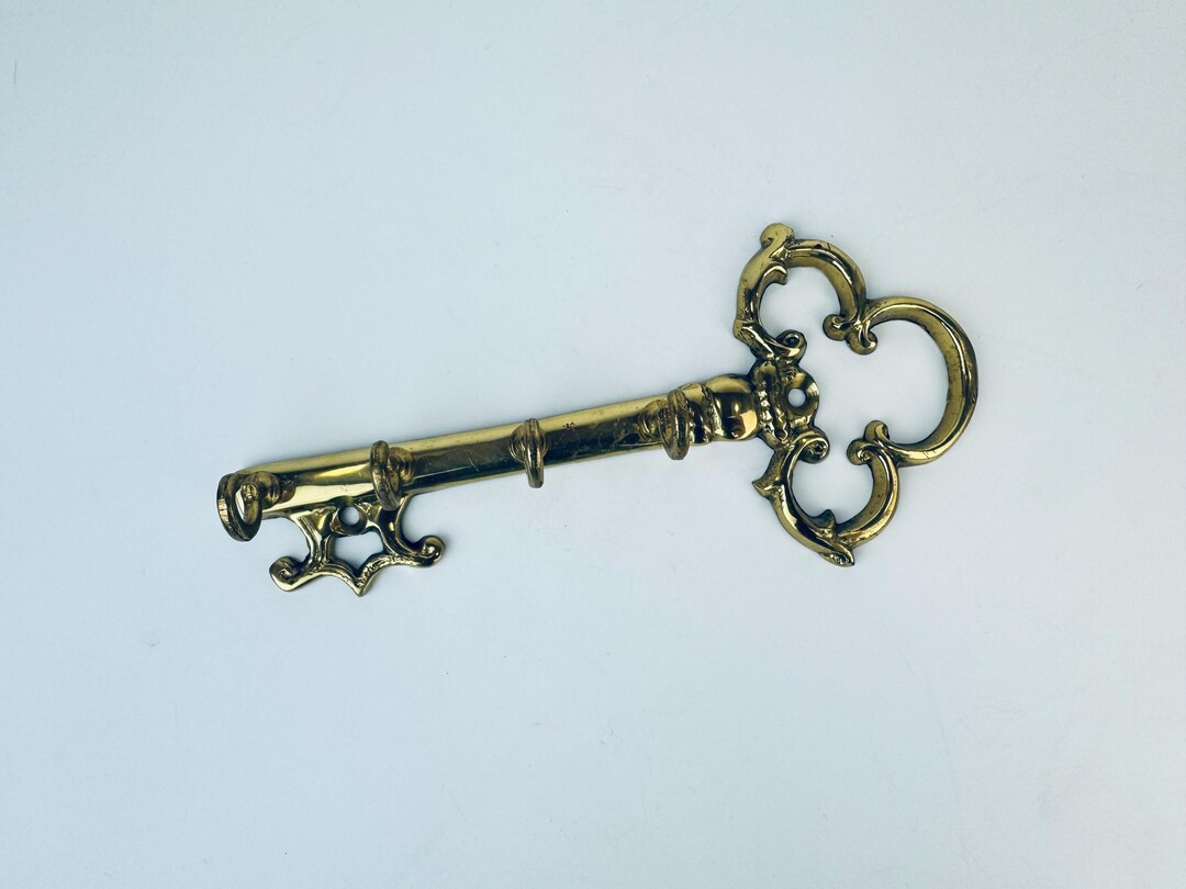 Vintage Brass Skeleton Key Wall Hook With Four Hooks - Etsy