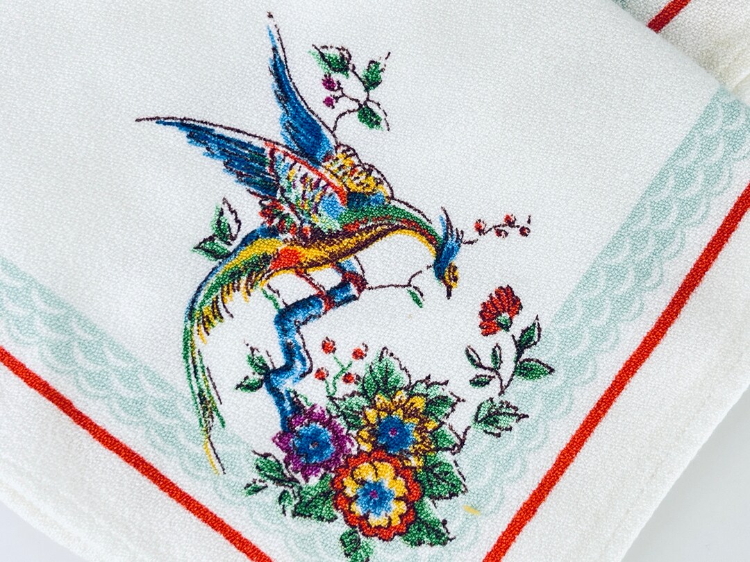 Vintage Colourful + Vibrant Floral Pheasant Cloth Napkins - Set of Two ...