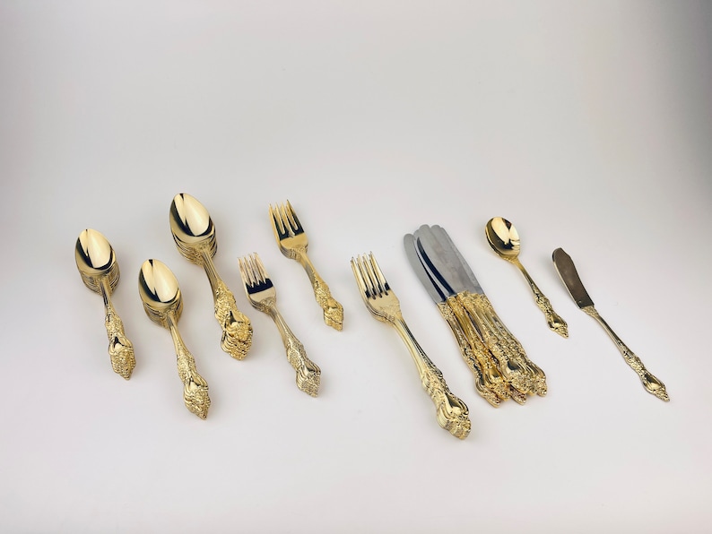 Vintage Ornate Gold Plated Northcraft + Royal Sealy Flatware/silverware ...