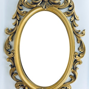 Vintage Hollywood Regency Gold Gilt Oval Wall Mirror - Made in Canada ...
