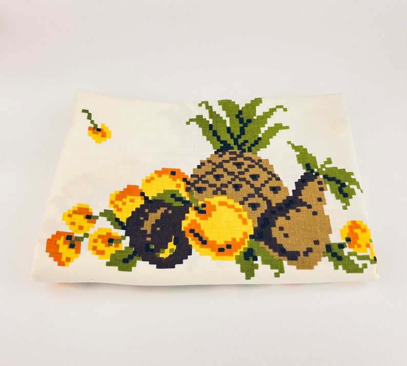 Vintage Pixelated Fruit Pattern Rectangular Table Cloth - Etsy Canada