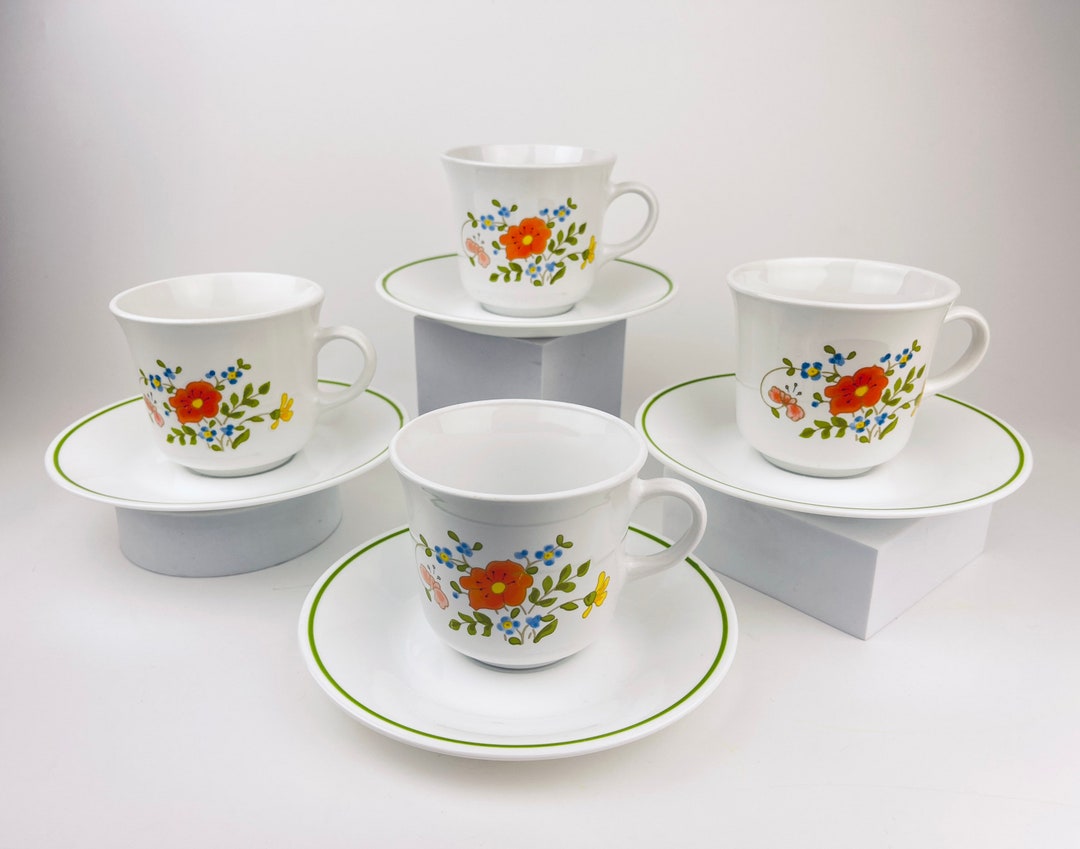 Vintage Corelle Wildflower Glass Cup + Saucer Replacement Set ...