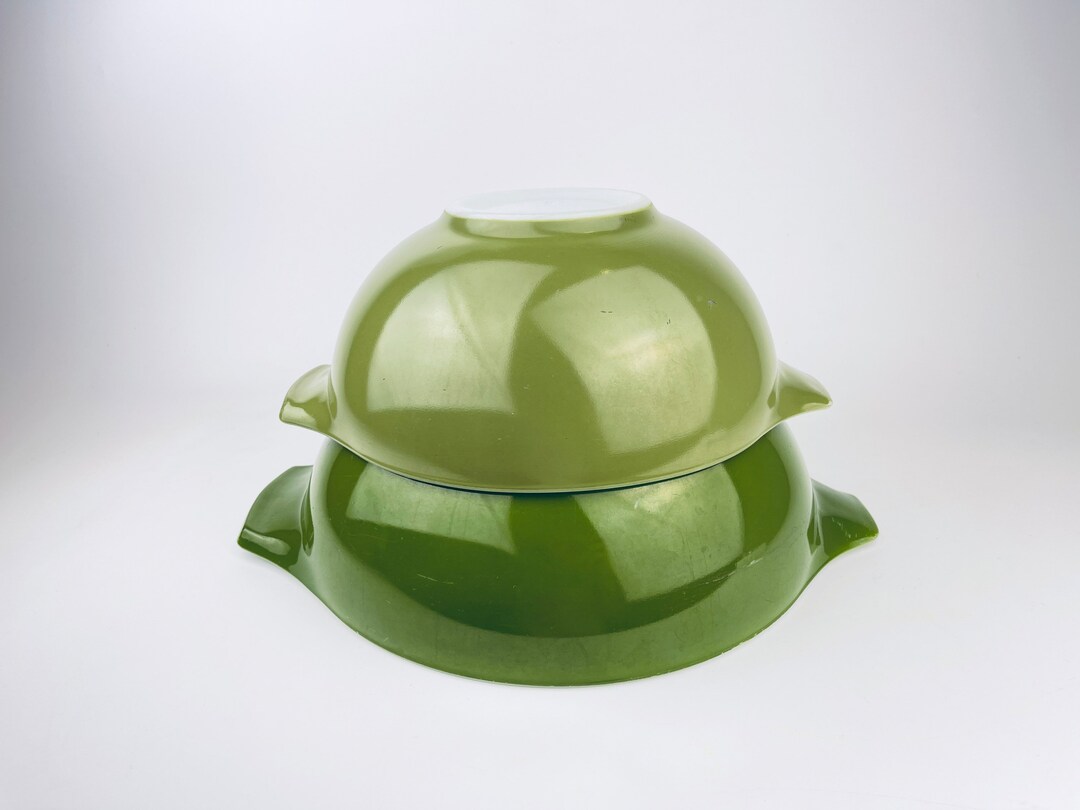 Vintage Green Verde Pyrex Cinderella Mixing Bowls - #443 + #444 - Sold ...